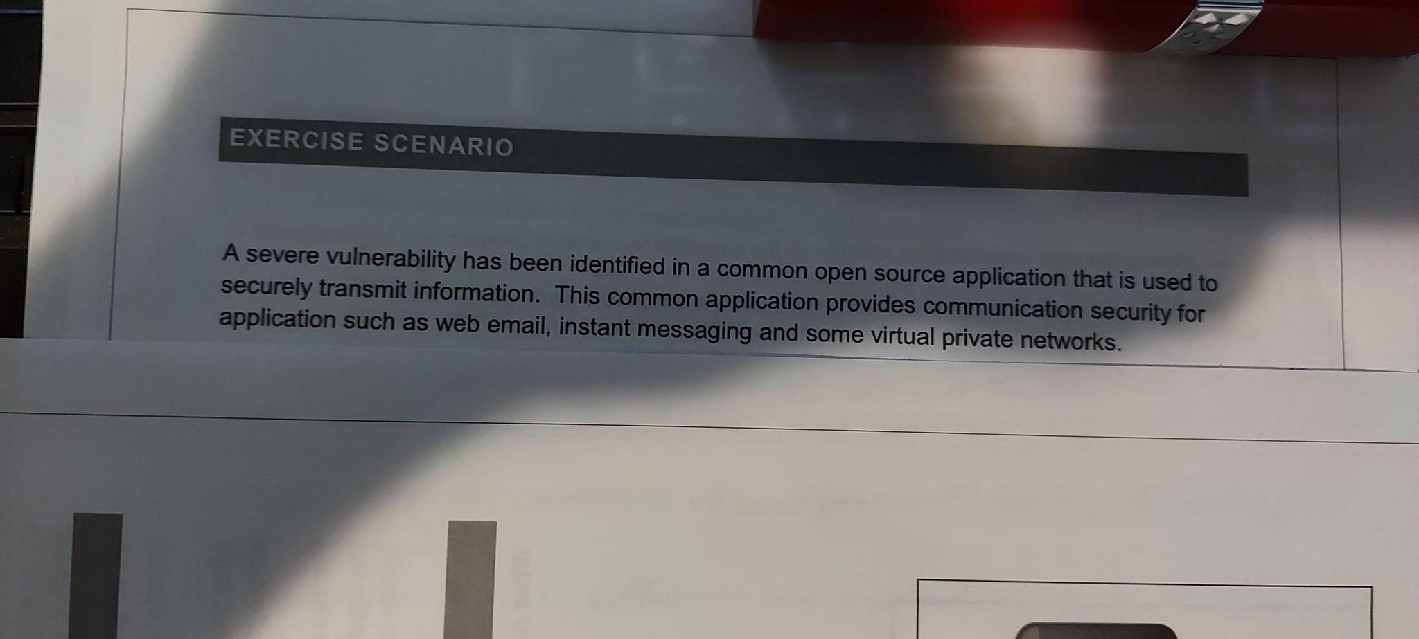 Solved A severe vulnerability has been identified in a | Chegg.com