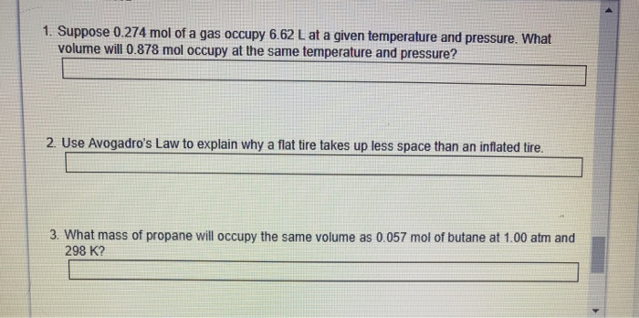 Solved 1. Suppose 0.274 mol of a gas occupy 6.62 L at a | Chegg.com