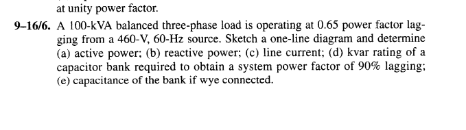 Solved at unity power factor. 9-16/6. A 100-kVA balanced | Chegg.com