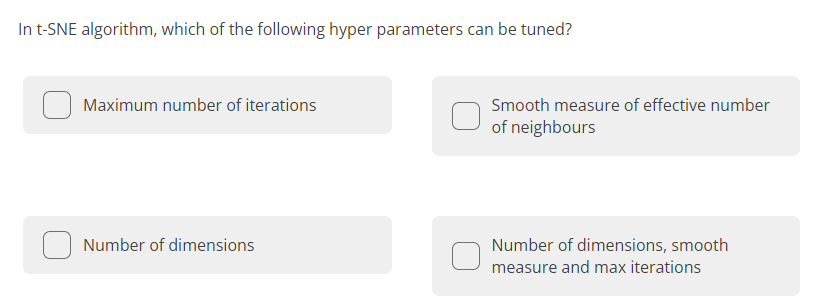 Solved In t-SNE algorithm, which of the following hyper | Chegg.com