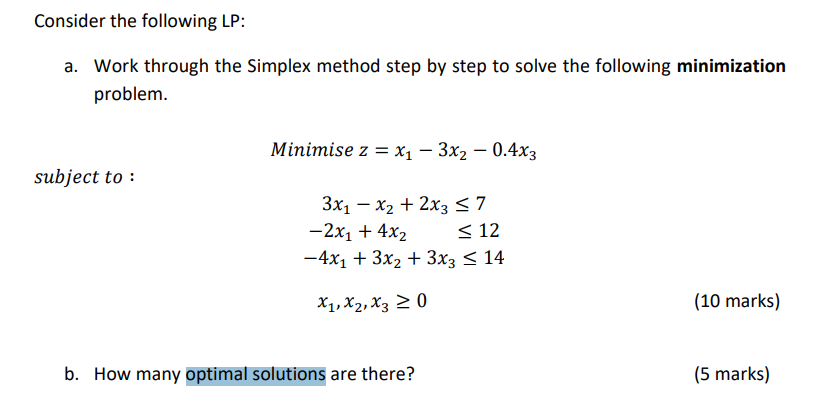 Solved Consider the following LP: a. Work through the | Chegg.com