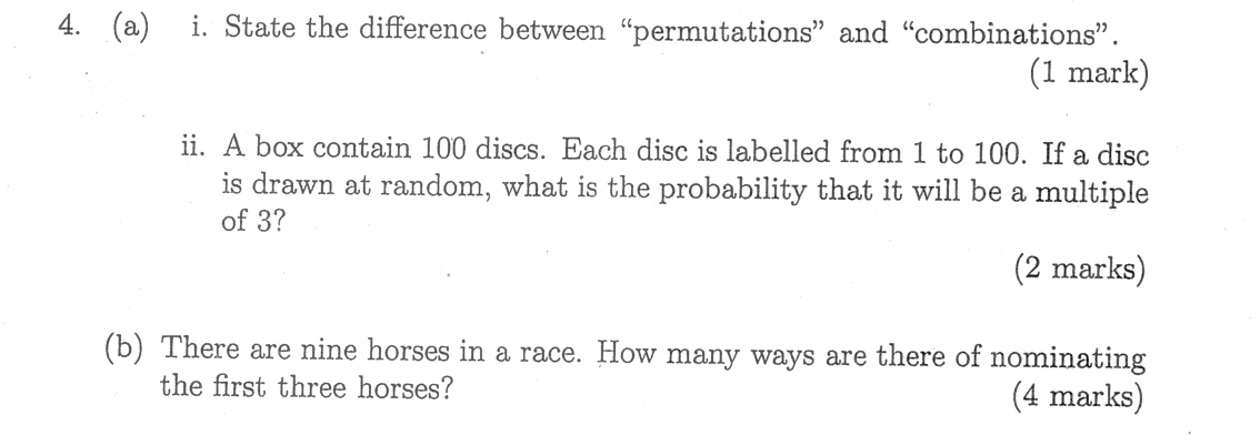 Solved (a) i. State the difference between "permutations" | Chegg.com