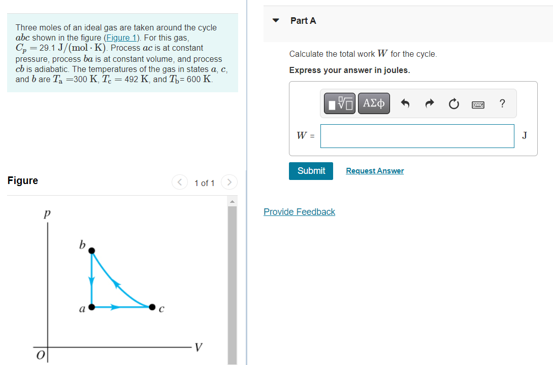 Solved Three moles of an ideal gas are taken around the | Chegg.com