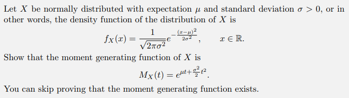 Solved Let X be normally distributed with expectation μ and | Chegg.com