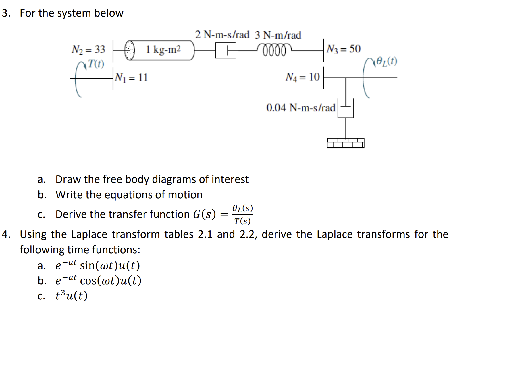 Solved 3. For the system below a. Draw the free body | Chegg.com