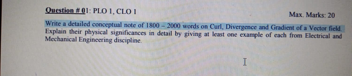 Solved Question # 01: PLO 1, CLO 1 Max. Marks: 20 Write a | Chegg.com