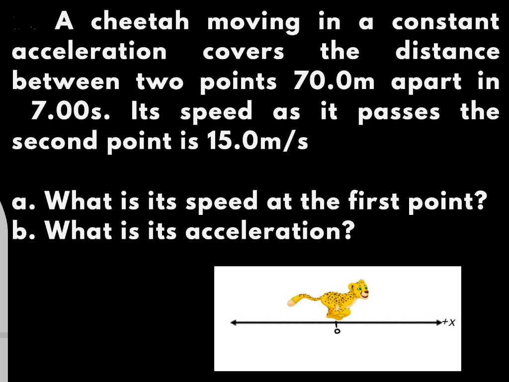 Solved A cheetah moving in a constant acceleration covers | Chegg.com