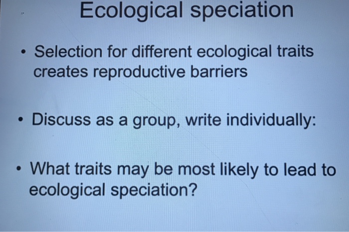 Solved Selection for different ecological traits creates | Chegg.com