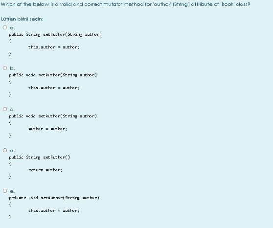 Solved Which of the below is a valid and correct mutator | Chegg.com