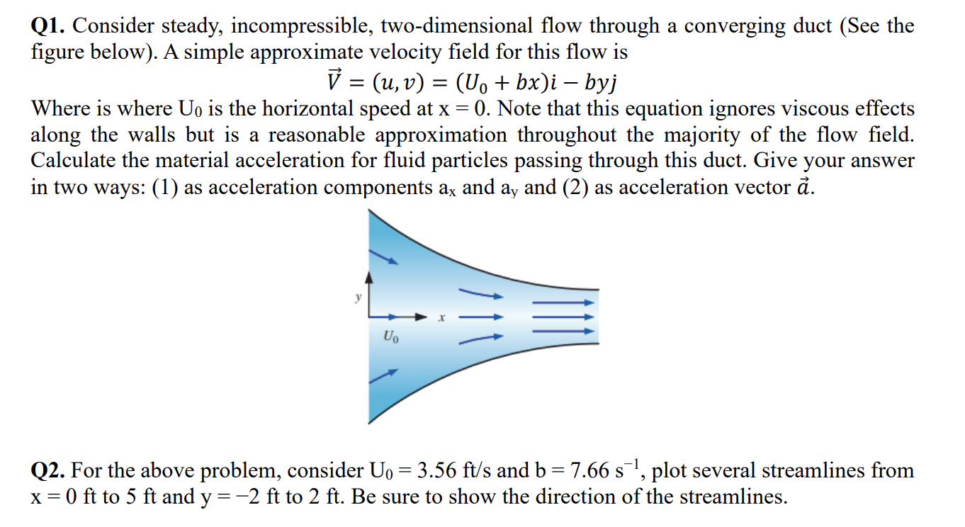 Solved Q1. ﻿Consider steady, incompressible, two-dimensional | Chegg.com
