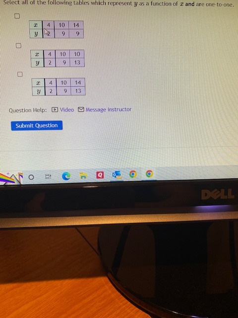 Solved Select all of the following tables which represent y | Chegg.com