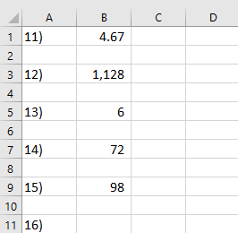 6. Use a function in cell B11 of the Questions 11 - | Chegg.com