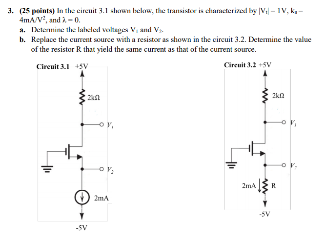 Solved 3. (25 points) In the circuit 3.1 shown below, the | Chegg.com
