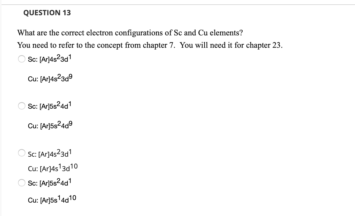 Solved QUESTION 13 What are the correct electron | Chegg.com