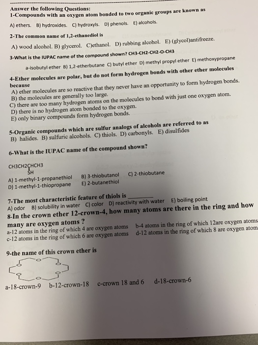 Solved Answer the following Questions: 1-Compounds with an | Chegg.com