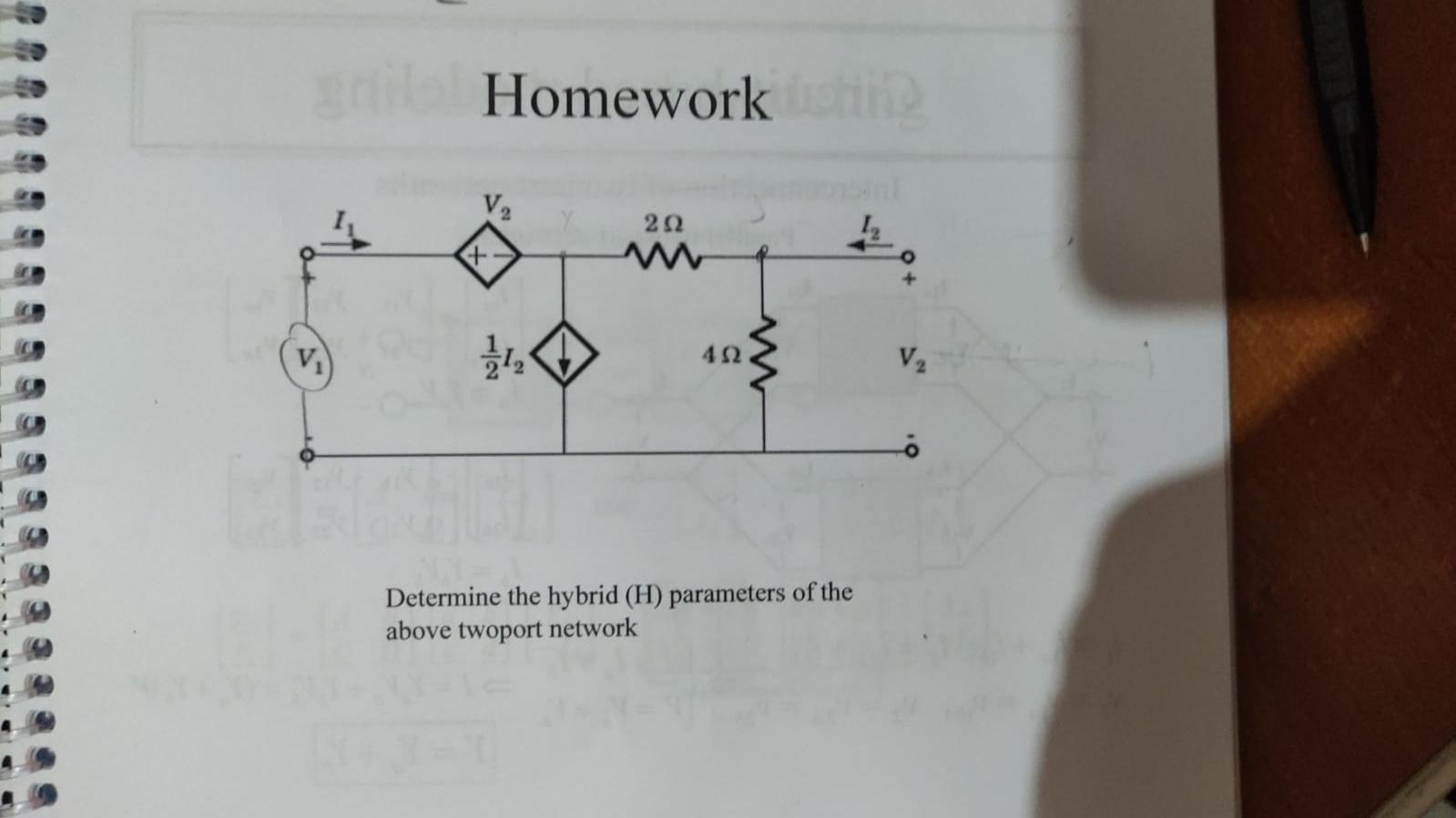 Solved Homework V2 2 Ω w 21, V2 Determine the hybrid (H) | Chegg.com