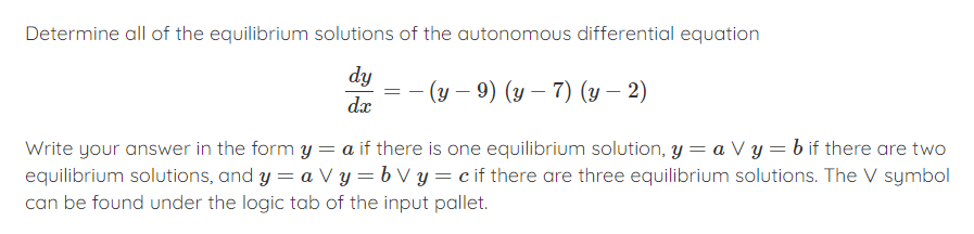 Solved Determine all of the equilibrium solutions of the | Chegg.com