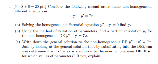 Solved 4. [6+8+6 = 20 pts] Consider the following second | Chegg.com