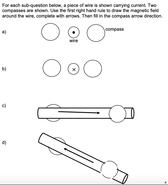 Solved For each sub-question below, a piece of wire is shown | Chegg.com