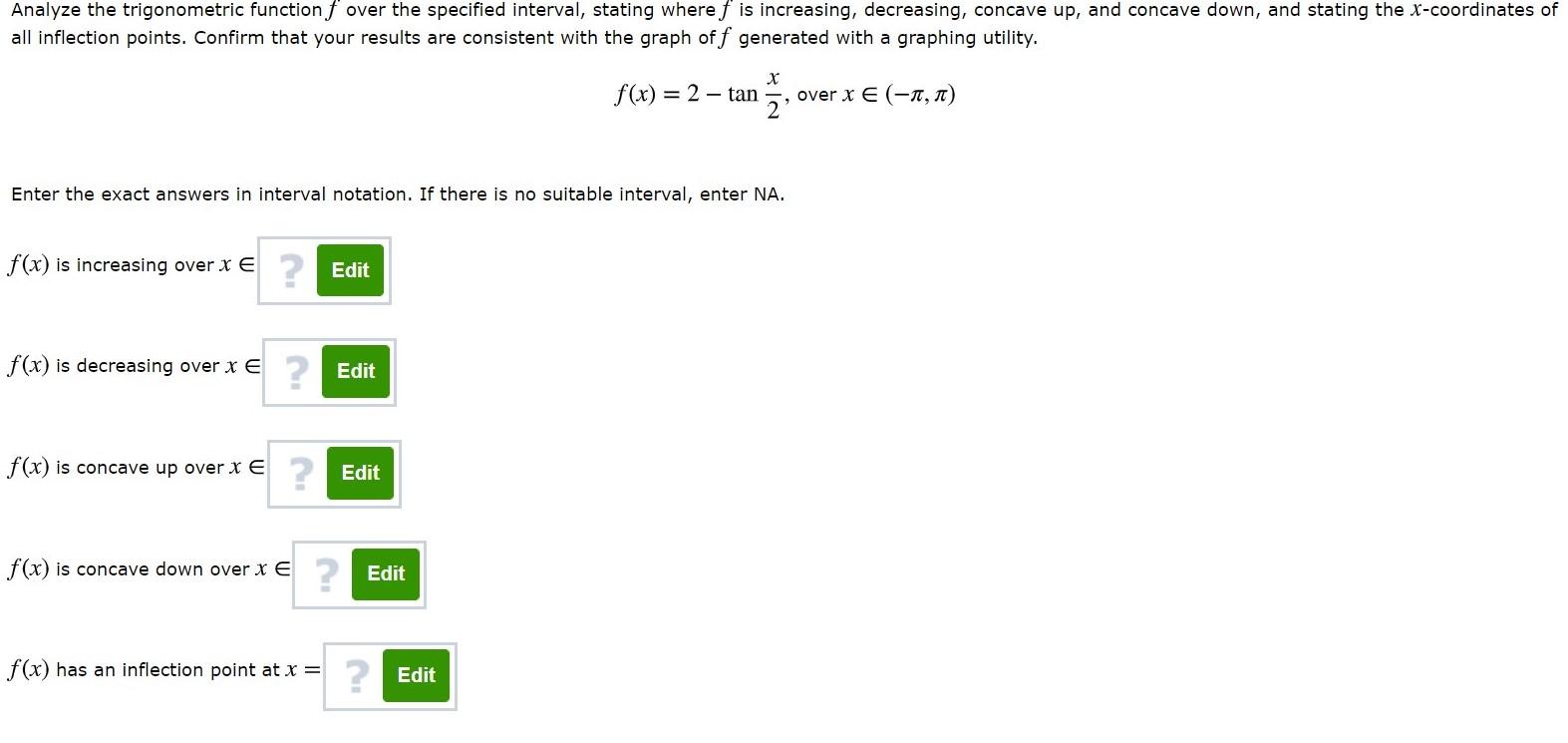Solved Analyze the trigonometric function f over the | Chegg.com