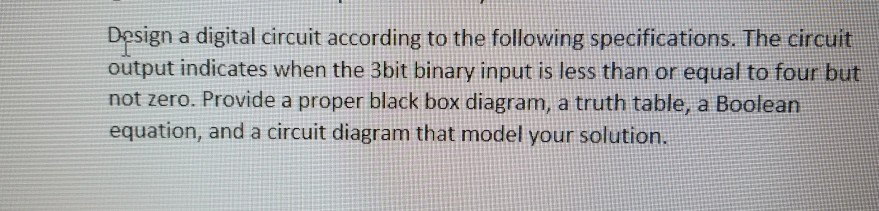 Solved Design a digital circuit according to the following | Chegg.com