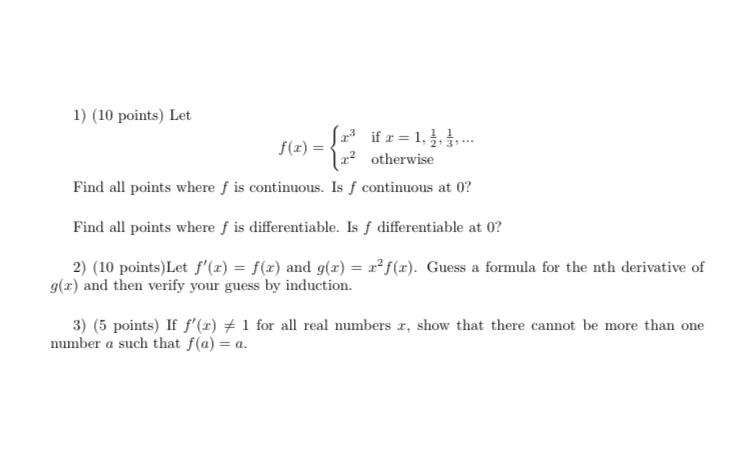 Solved 1) (10 points) Let 123 ifr=1,2,3,... f(x) = 22 | Chegg.com