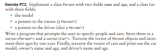 Solved Exercise P7.2. Implement a class Person with two | Chegg.com