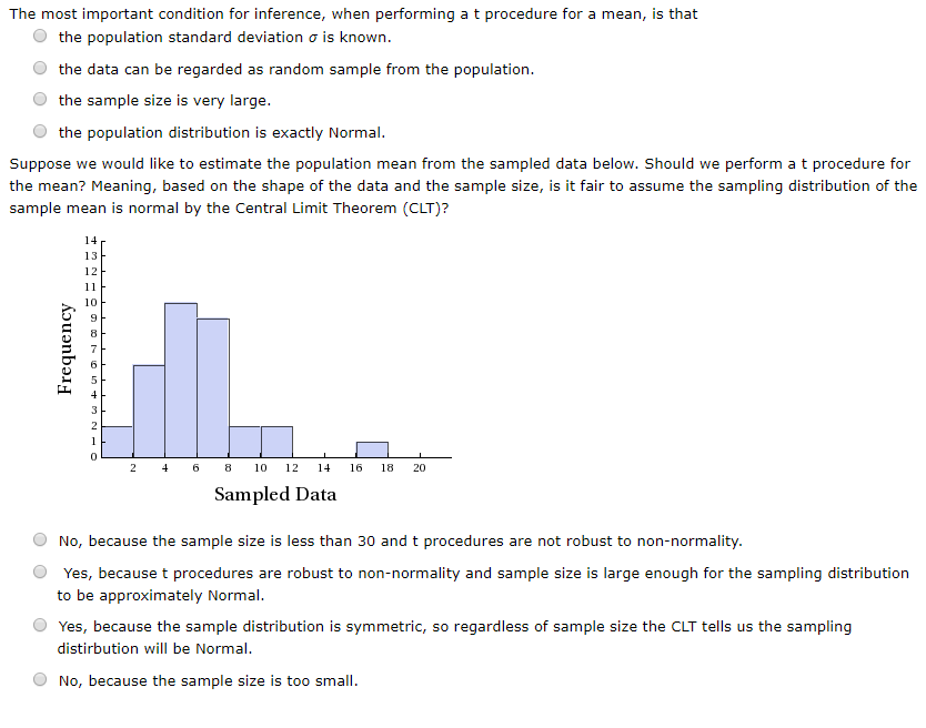Solved The most important condition for inference, when | Chegg.com