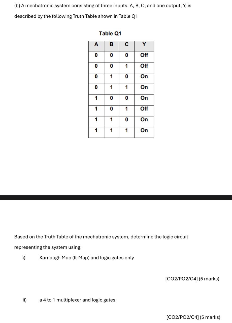 Solved (b) ﻿A mechatronic system consisting of three inputs: | Chegg.com