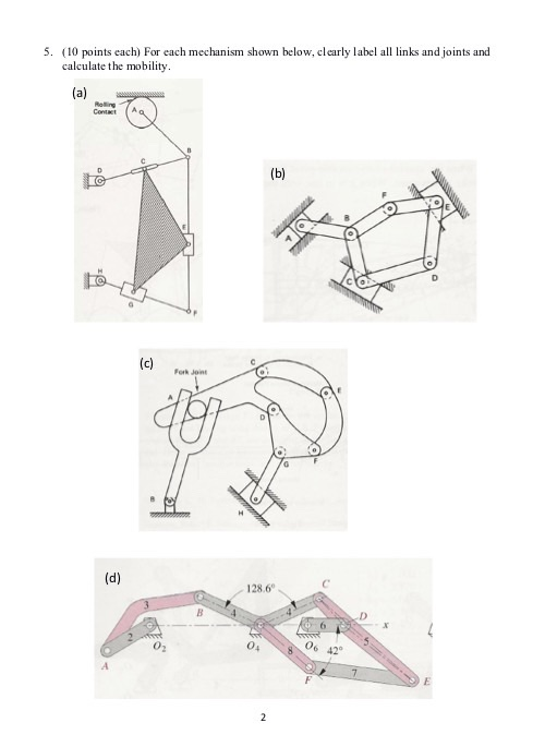 Solved 5. (10 points each) For each mechanism shown below, | Chegg.com
