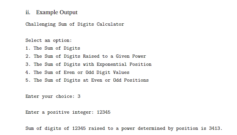 Solved - Option 2: The Sum of Digits Raised to a Given Power | Chegg.com