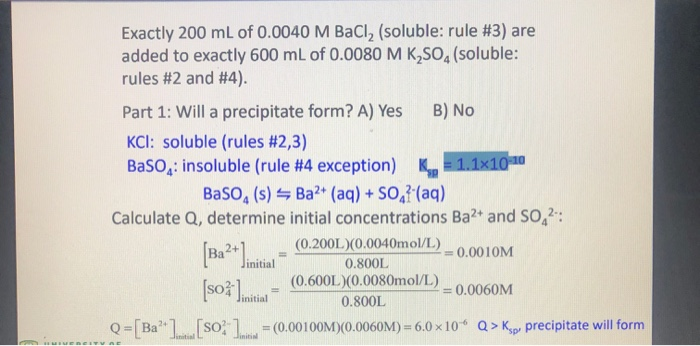 Solved Exactly 200 mL of 0.0040 M BaCl2 (soluble: rule #3) | Chegg.com