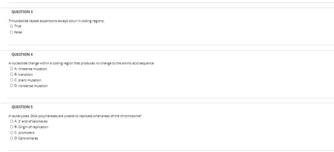 Solved QUESTION 3 Trinucleotide repeat expansions always | Chegg.com