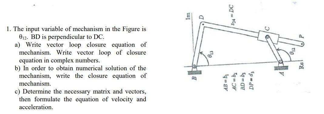 Solved 1. The input variable of mechanism in the Figure is | Chegg.com