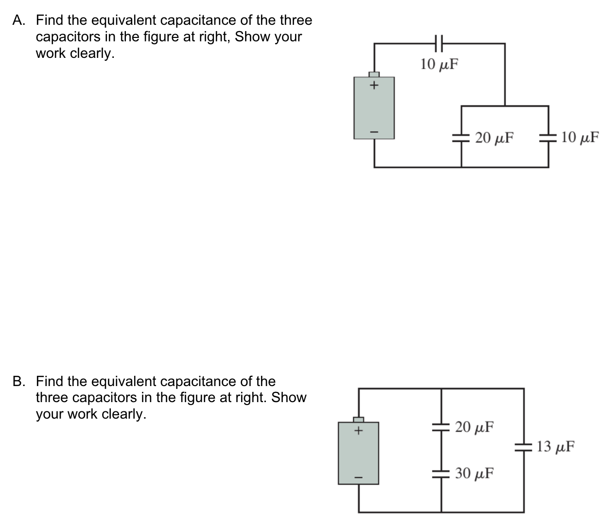 Solved A. ﻿Find the equivalent capacitance of the | Chegg.com