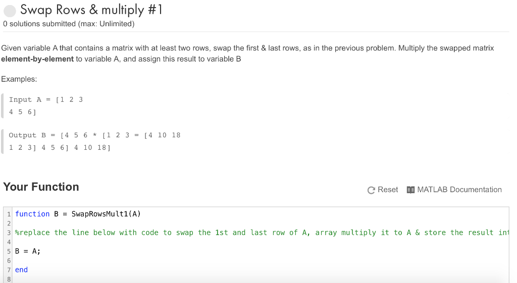 Solved Swap Rows & multiply #1 0 solutions submitted (max: | Chegg.com