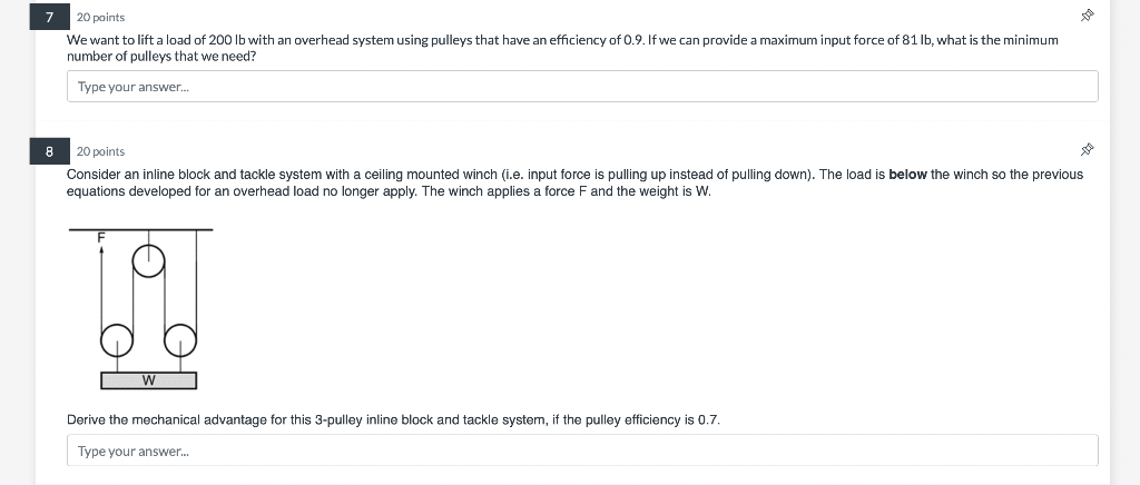 Solved 20 points We want to lift a load of 200lb with an | Chegg.com