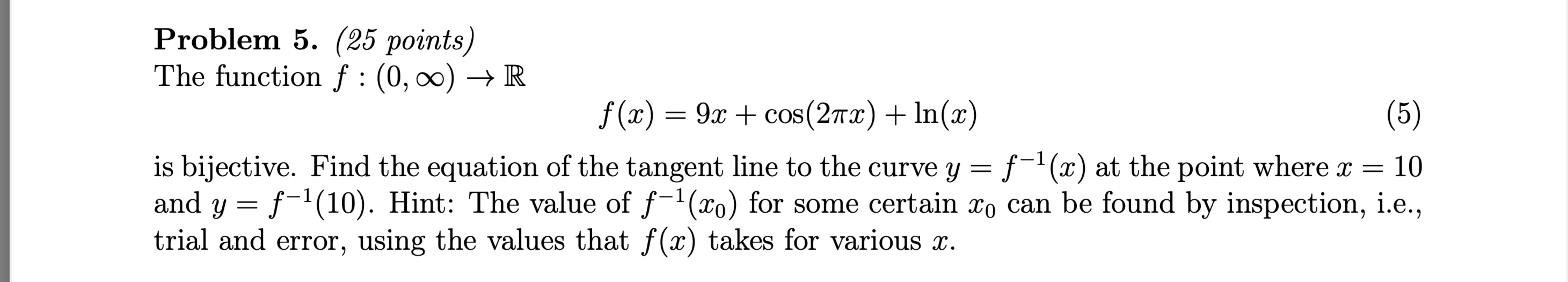 Solved Problem 5. (25 ﻿points)The function | Chegg.com