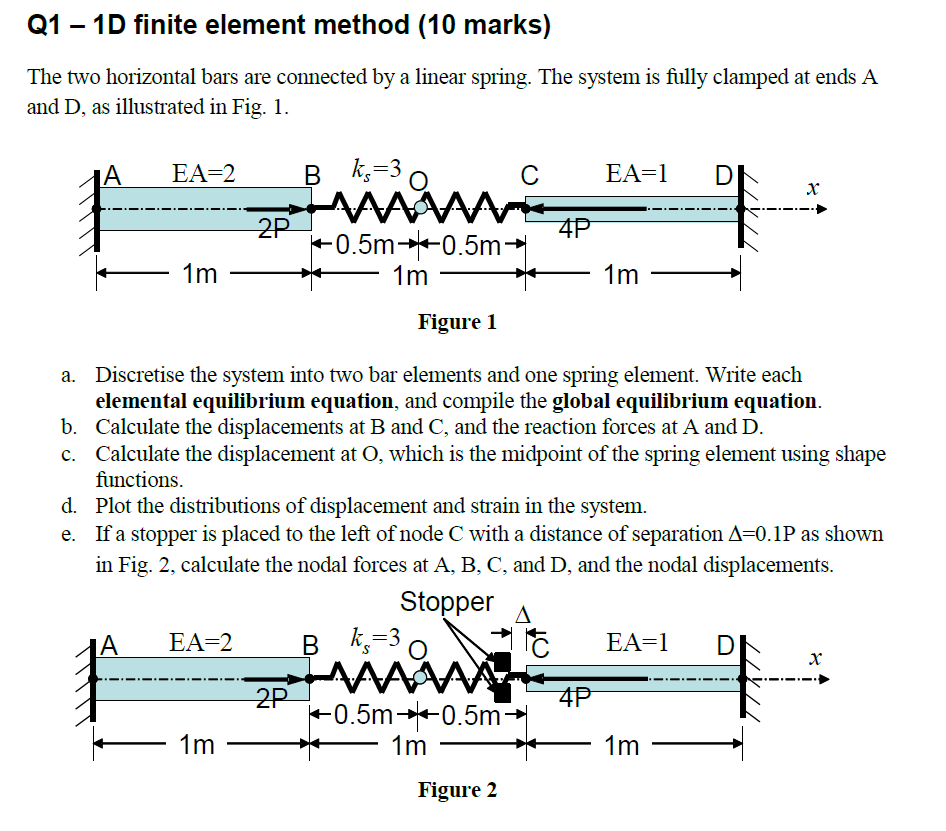 Solved Q1 – 1D finite element method (10 marks) The two | Chegg.com