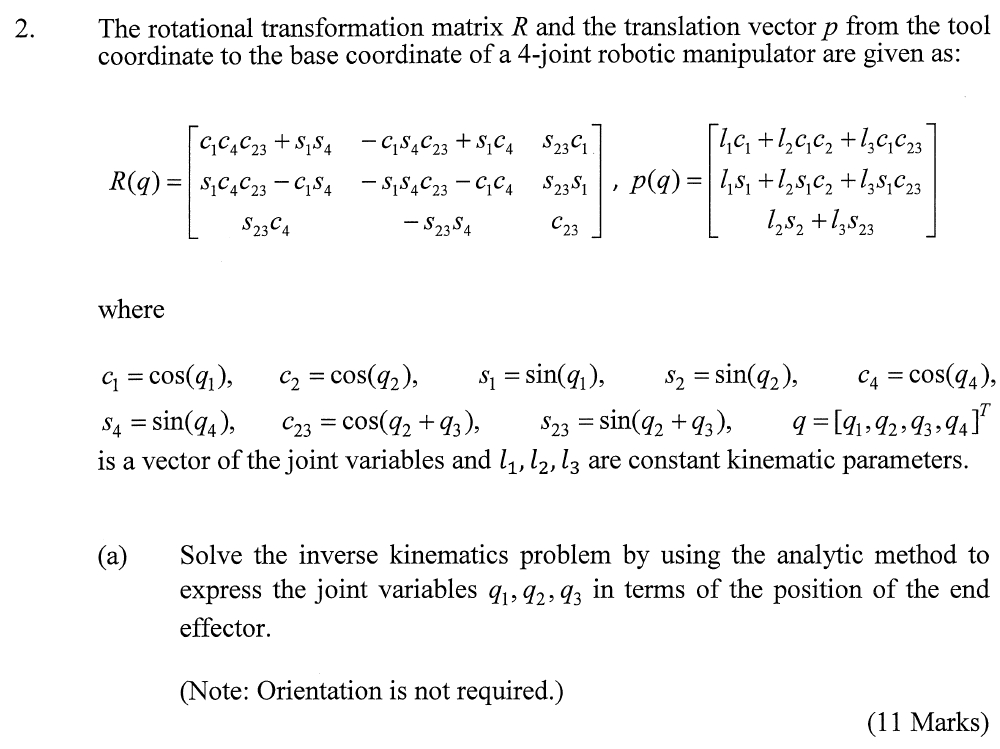 2. The rotational transformation matrix R and the | Chegg.com