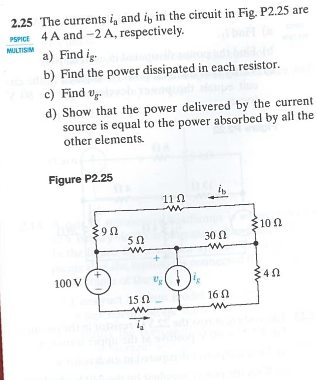 Solved 2.25 The currents ia and ib in the circuit in Fig. | Chegg.com