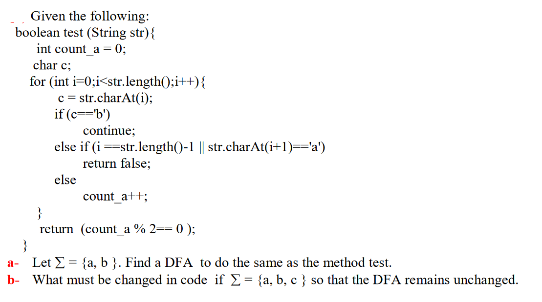 Solved Given the following: boolean test (String str) { int | Chegg.com