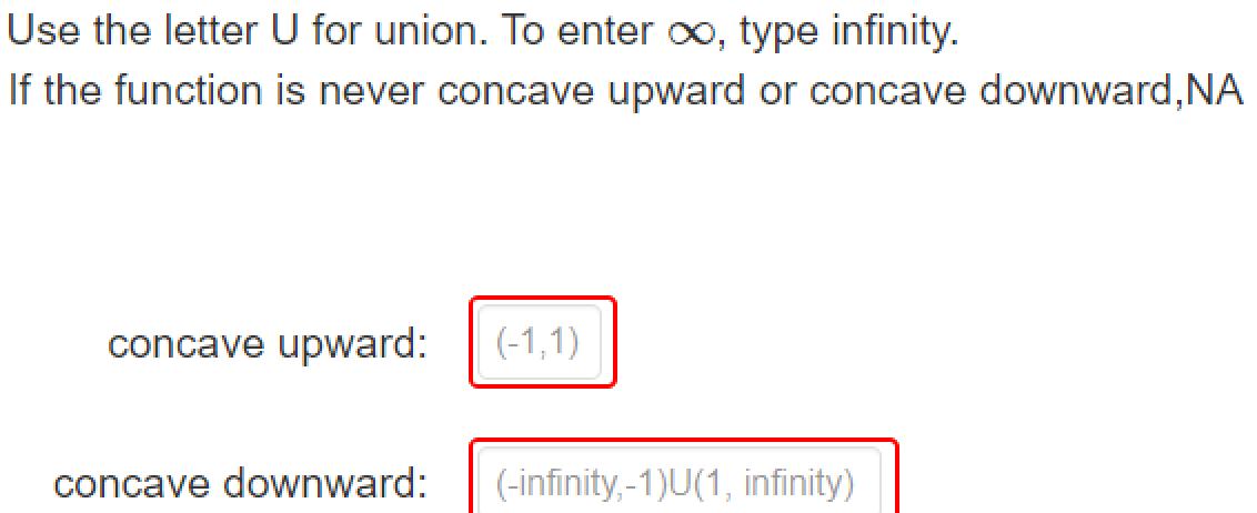 Solved Use the letter U for union. To enter ∞, type | Chegg.com