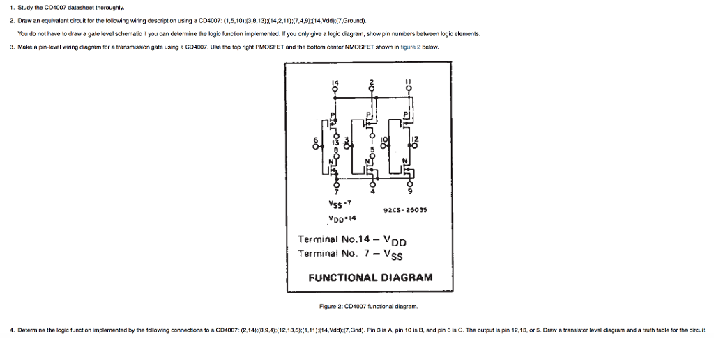 1. Study the CD4007 datasheet thoroughly. 2. Draw an | Chegg.com