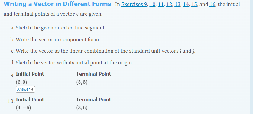 Solved Writing a Vector in Different Forms In Exercises | Chegg.com