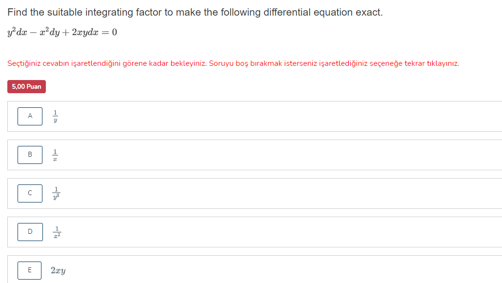 Solved Find the suitable integrating factor to make the | Chegg.com