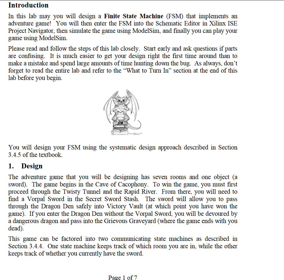 Solved Introduction In this lab may you will design a Finite | Chegg.com