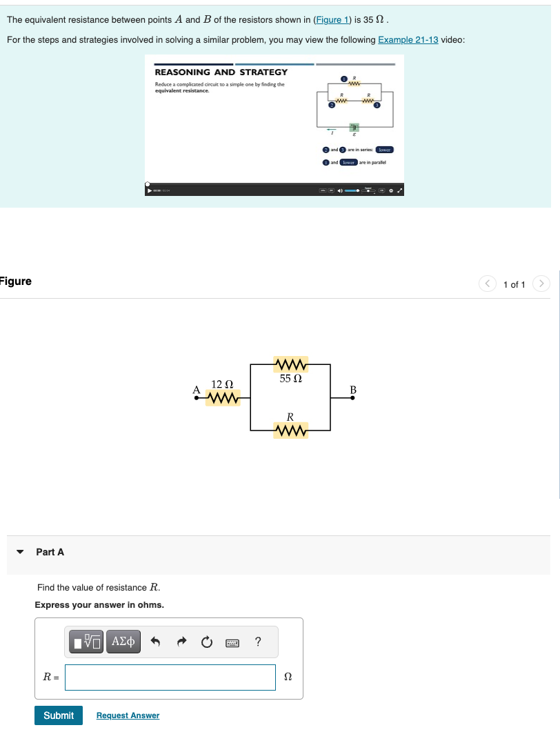 Solved The equivalent resistance between points A and B of | Chegg.com