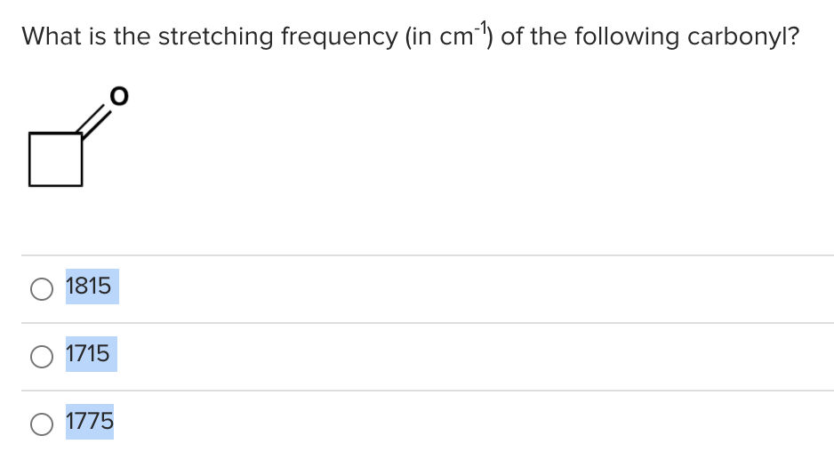 Solved What is the stretching frequency (in cm) of the | Chegg.com