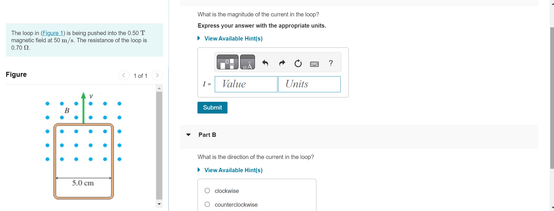 Solved What is the magnitude of the current in the loop? | Chegg.com